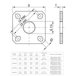 Accessories Mounting flange rectangular NR 7000, thread G1½", fitting ...